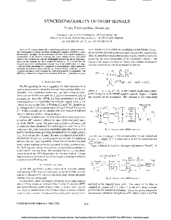 (PDF) Synchronizability of OFDM signals