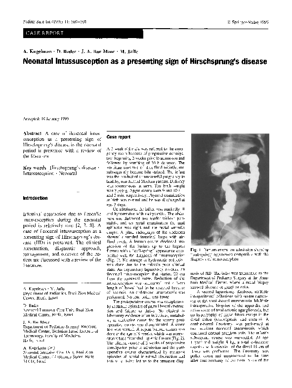 (PDF) Neonatal intussusception as a presenting sign of Hirschsprung's ...