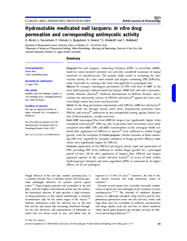 (PDF) Hydrosoluble medicated nail lacquers: in vitro drug permeation ...