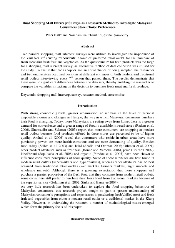 (PDF) Dual Shopping Mall Intercept Surveys as a Research Method to ...