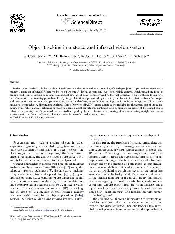(PDF) Object tracking in a stereo and infrared vision system