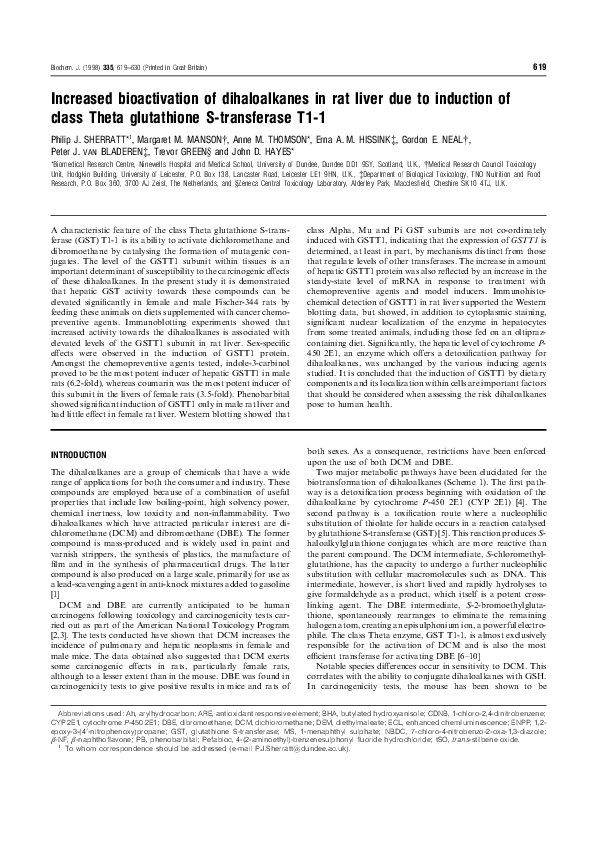 (PDF) Increased bioactivation of dihaloalkanes in rat liver due to ...
