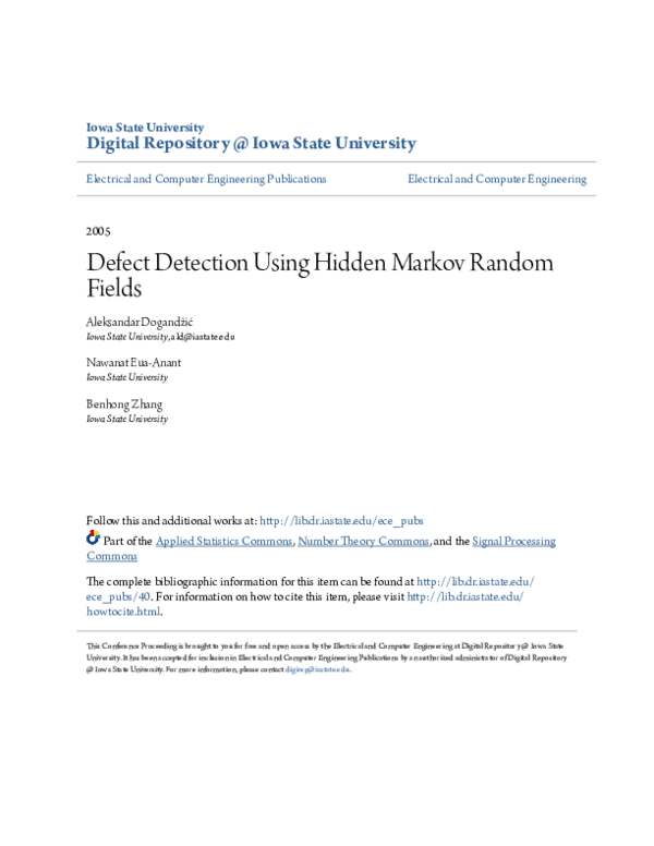 (PDF) Defect Detection Using Hidden Markov Random Fields (PDF) Defect Detection Using Hidden Markov Random Fields
