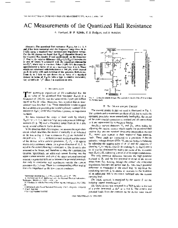 (PDF) AC measurements of the quantized Hall resistance