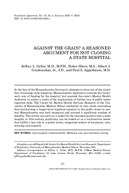 (PDF) Against the Grain? A Reasoned Argument for Not Closing a State ...