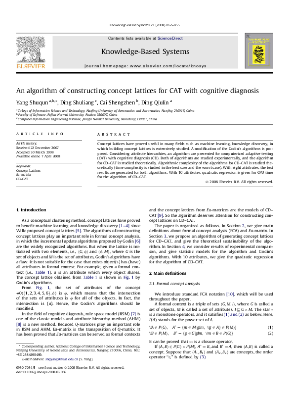 Pdf An Algorithm Of Constructing Concept Lattices For Cat With