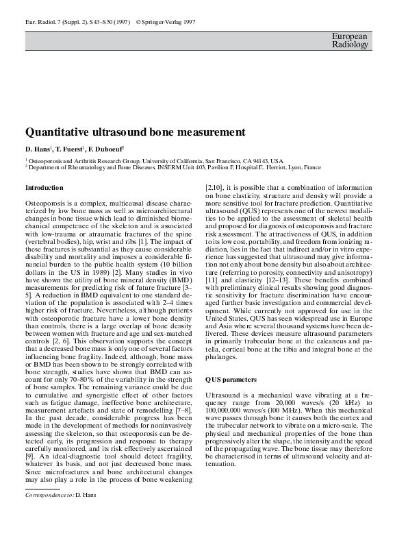 (PDF) Quantitative ultrasound bone measurement