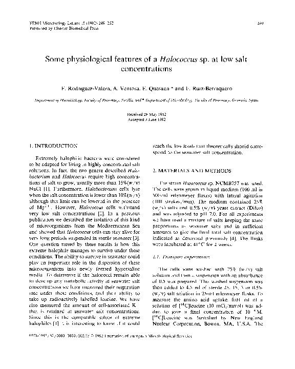 (PDF) Some physiological features of a Halococcus sp. at low salt ...