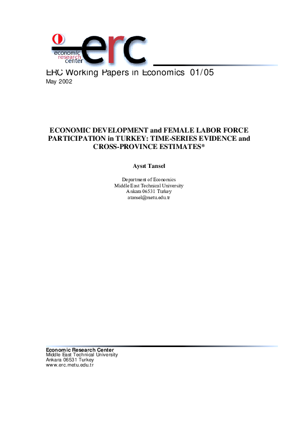 (PDF) Economic Development and Female Labor Force Participation: A Reconsideration