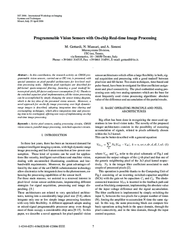 (PDF) Programmable Vision Sensors with On-chip Real-time Image Processing