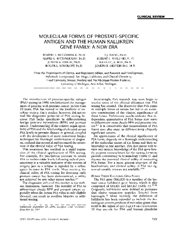 (PDF) Molecular forms of prostate-specific antigen and human kallikrein ...