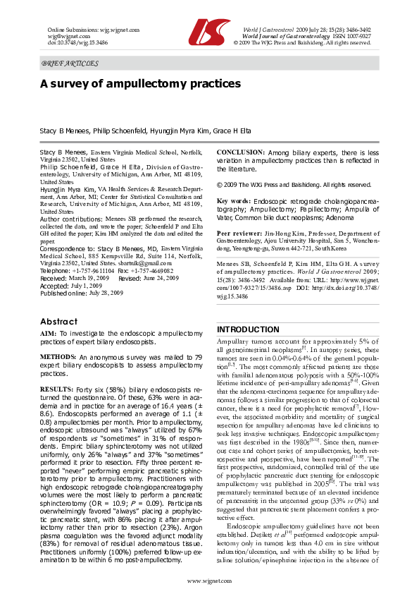 (PDF) A survey of ampullectomy practices