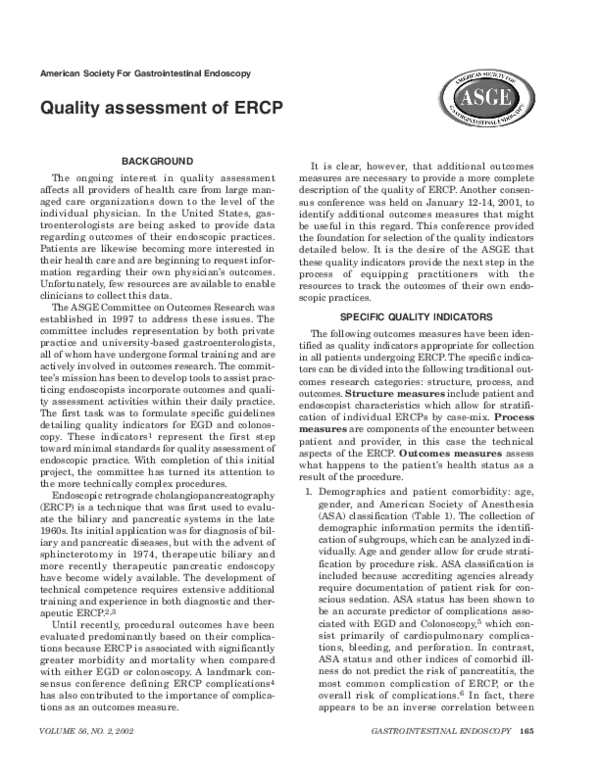 (PDF) Quality assessment of ERCP