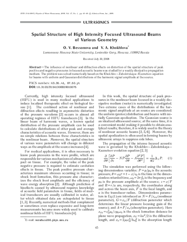 (PDF) Spatial structure of high intensity focused ultrasound beams of ...