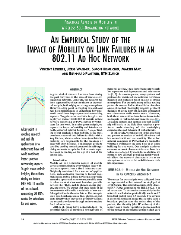 (PDF) An empirical study of the impact of mobility on link failures in ...