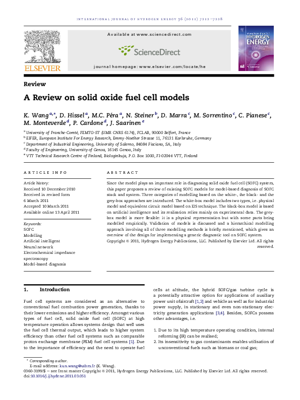 (PDF) A Review on solid oxide fuel cell models