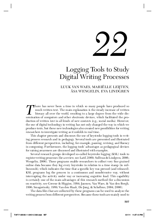 (PDF) Logging tools to study digital writing processes