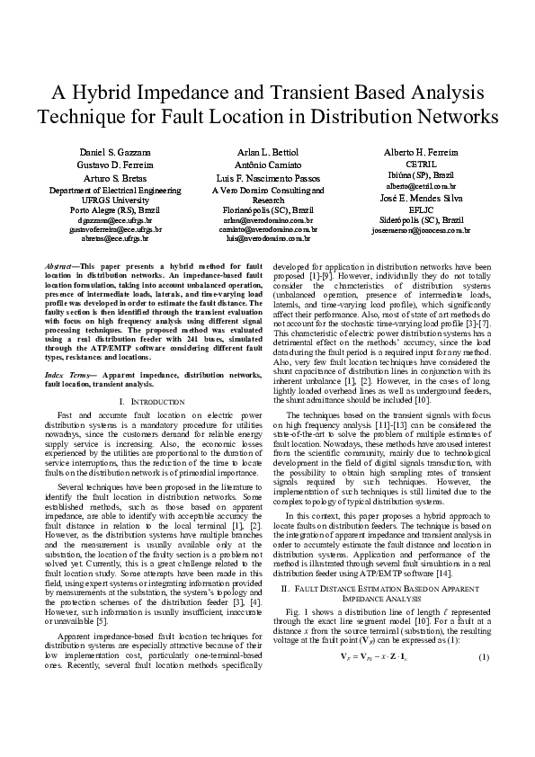 (PDF) A hybrid impedance and transient based analysis technique for fault location in ...