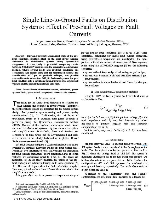 (PDF) Single line-to-ground faults on distribution systems: Effect of ...