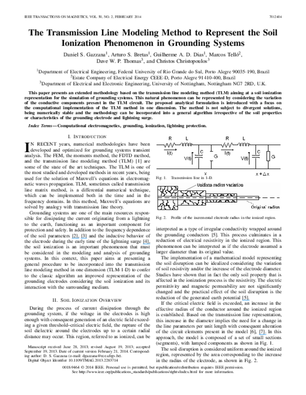 (PDF) The Transmission Line Modeling Method to Represent the Soil Ionization Phenomenon in ...