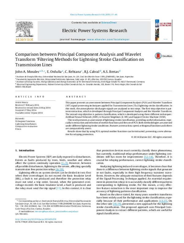 (PDF) Comparison between Principal Component Analysis and Wavelet Transform ‘Filtering Methods ...