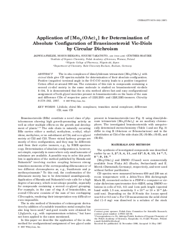 (PDF) Application of [Mo2(OAc)4] for determination of absolute ...