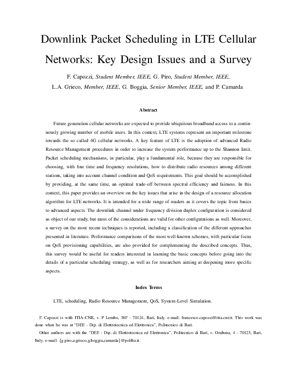 Pdf Downlink Packet Scheduling In Lte Cellular Networks Key Design Issues And A Survey 0415