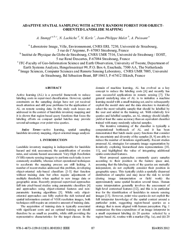 (PDF) Adaptive spatial sampling with active random forest for object-oriented landslide mapping