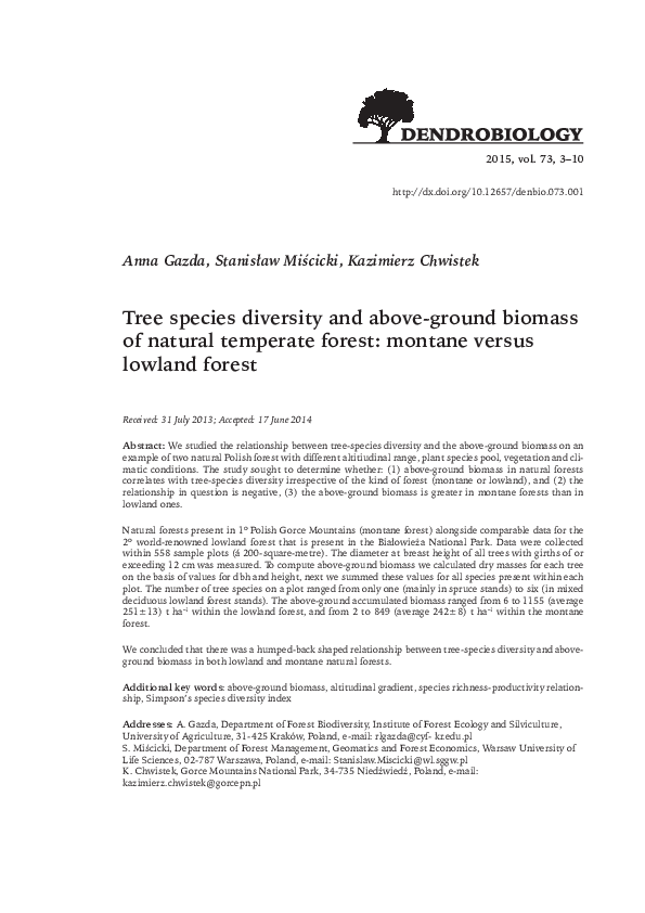 (PDF) Tree species diversity and above-ground biomass of natural ...