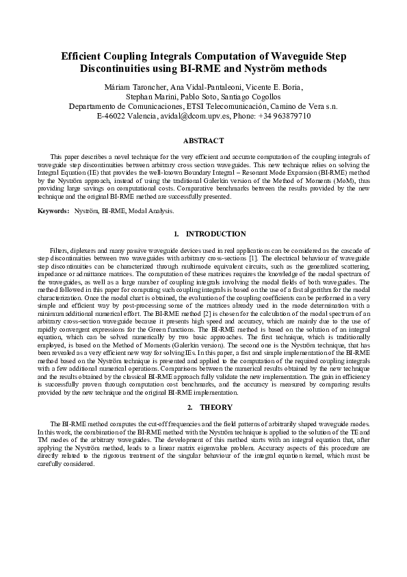 Pdf Efficient Coupling Integrals Computation Of Waveguide Step
