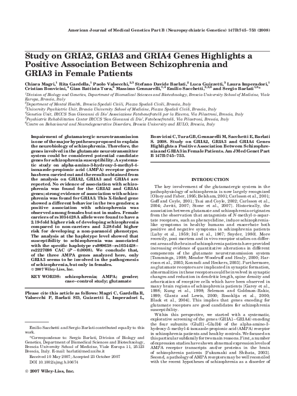 (PDF) Study on GRIA2, GRIA3 and GRIA4 genes highlights a positive ...