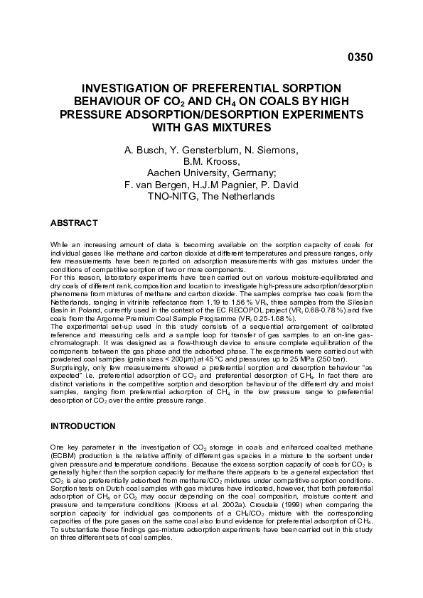 (PDF) Modeling of CO2 sorption on coal | Pratik Dutta - Academia.edu