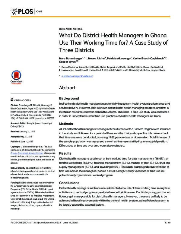 (PDF) What Do District Health Managers in Ghana Use Their Working Time ...