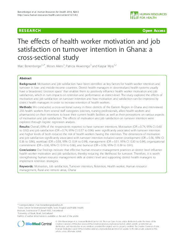 (PDF) The effects of health worker motivation and job satisfaction on ...