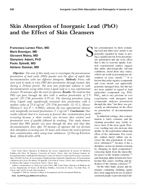 (PDF) Skin Absorption of Inorganic Lead (PbO) and the Effect of Skin ...