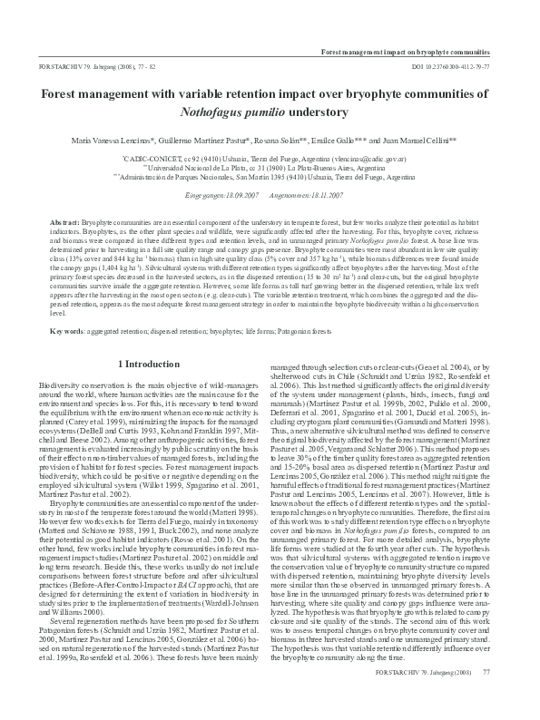 (PDF) Forest management with variable retention impact over moss ...