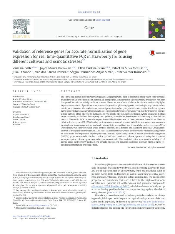 Pdf Validation Of Reference Genes For Accurate Normalization Of Gene