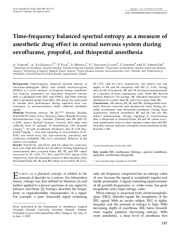 (PDF) Time-frequency balanced spectral entropy as a measure of ...