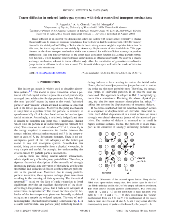 (PDF) Tracer diffusion in ordered lattice-gas systems with defect-controlled transport mechanisms