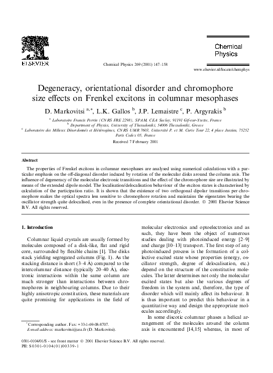 (PDF) Degeneracy, orientational disorder and chromophore size effects ...