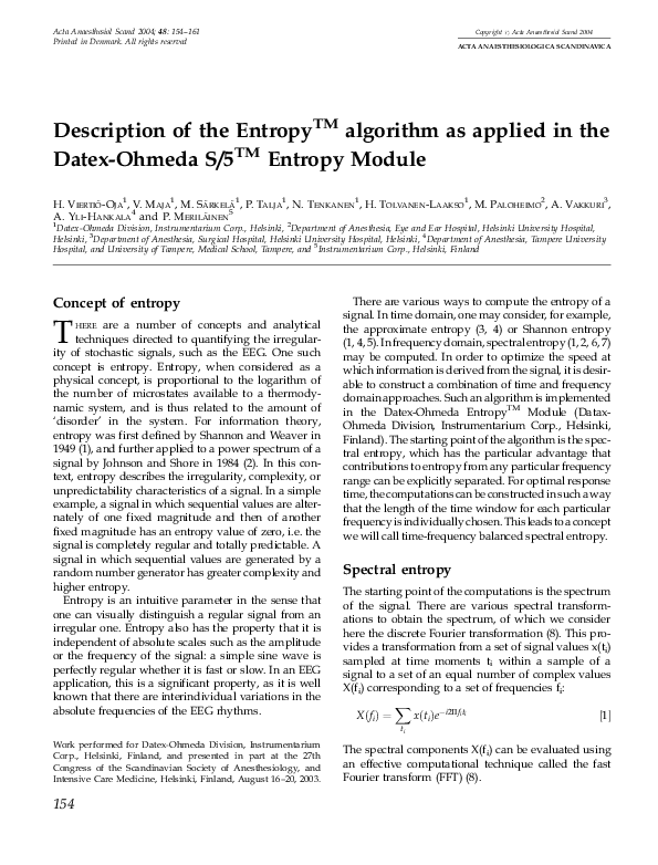 (PDF) Description of the Entropy algorithm as applied in the Datex ...