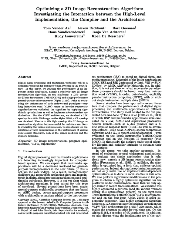 (PDF) Optimizing a 3D image reconstruction algorithm: investigating the interaction between the ...