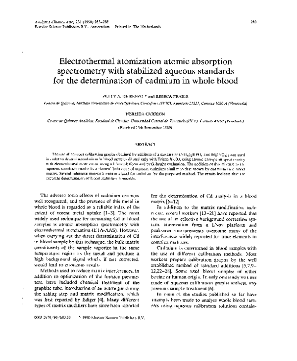 (PDF) Electrothermal atomization atomic absorption spectrometry with ...