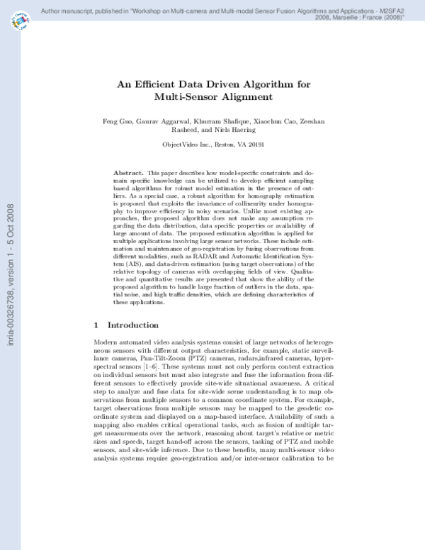 (PDF) An efficient data driven algorithm for multi-sensor alignment