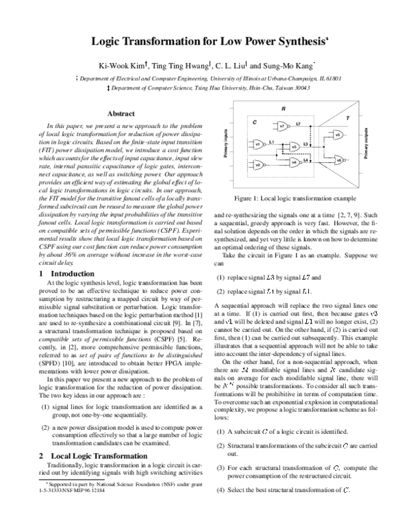 Pdf Logic Transformation For Low Power Synthesis Sung Mo Kang 