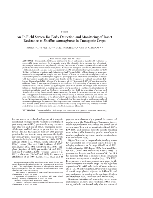 Pdf An In Field Screen For Early Detection And Monitoring Of Insect