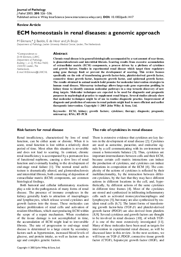 (PDF) ECM homeostasis in renal diseases: a genomic approach | Emile ...