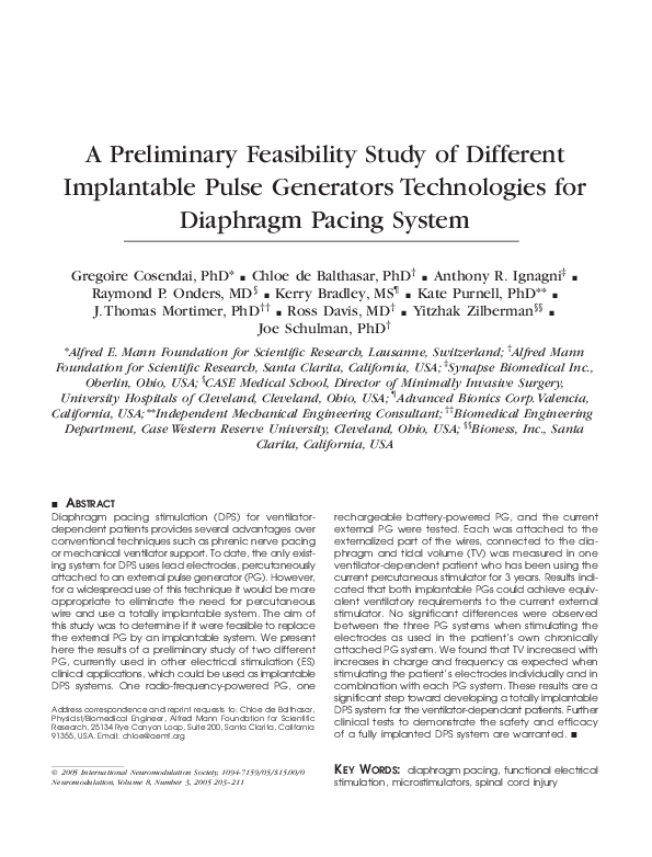(PDF) A Preliminary Feasibility Study of Different Implantable Pulse ...