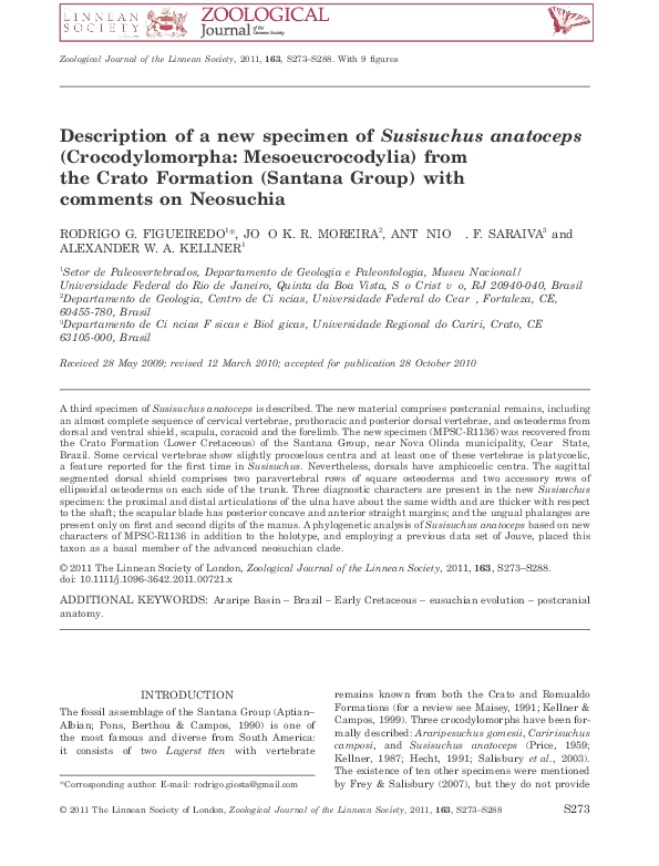 (PDF) Description of a new specimen of Susisuchus anatoceps ...