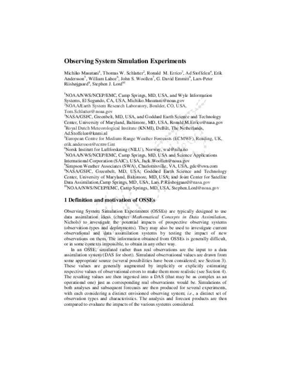 (PDF) Observing System Simulation Experiments